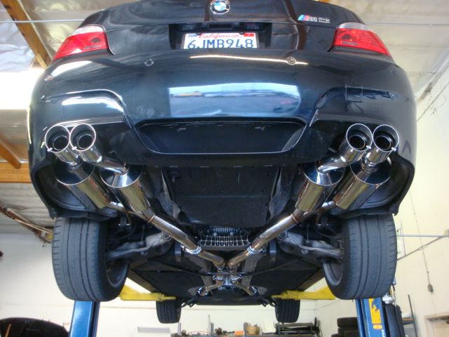 MEGAN 3.5" Quad Black Chrome Roll Tip Supremo Axle Back Exhaust BMW E60 ...
