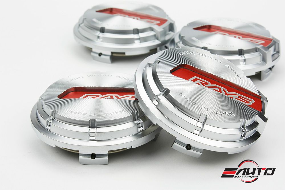 4x RAYS Gram Lights GL Center Cap Red/Silver- 57D 57DR 57CR 57 maximium ...